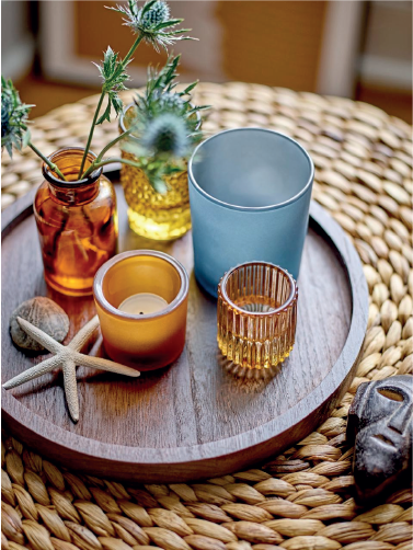 Sanga Tray w/Votive, Brown, Glass – M-Maison Home Decor & Interior